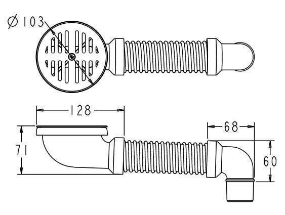 Shower Waste Flexidinger Chrome/Brass Grate | Bathrooms on a Budget