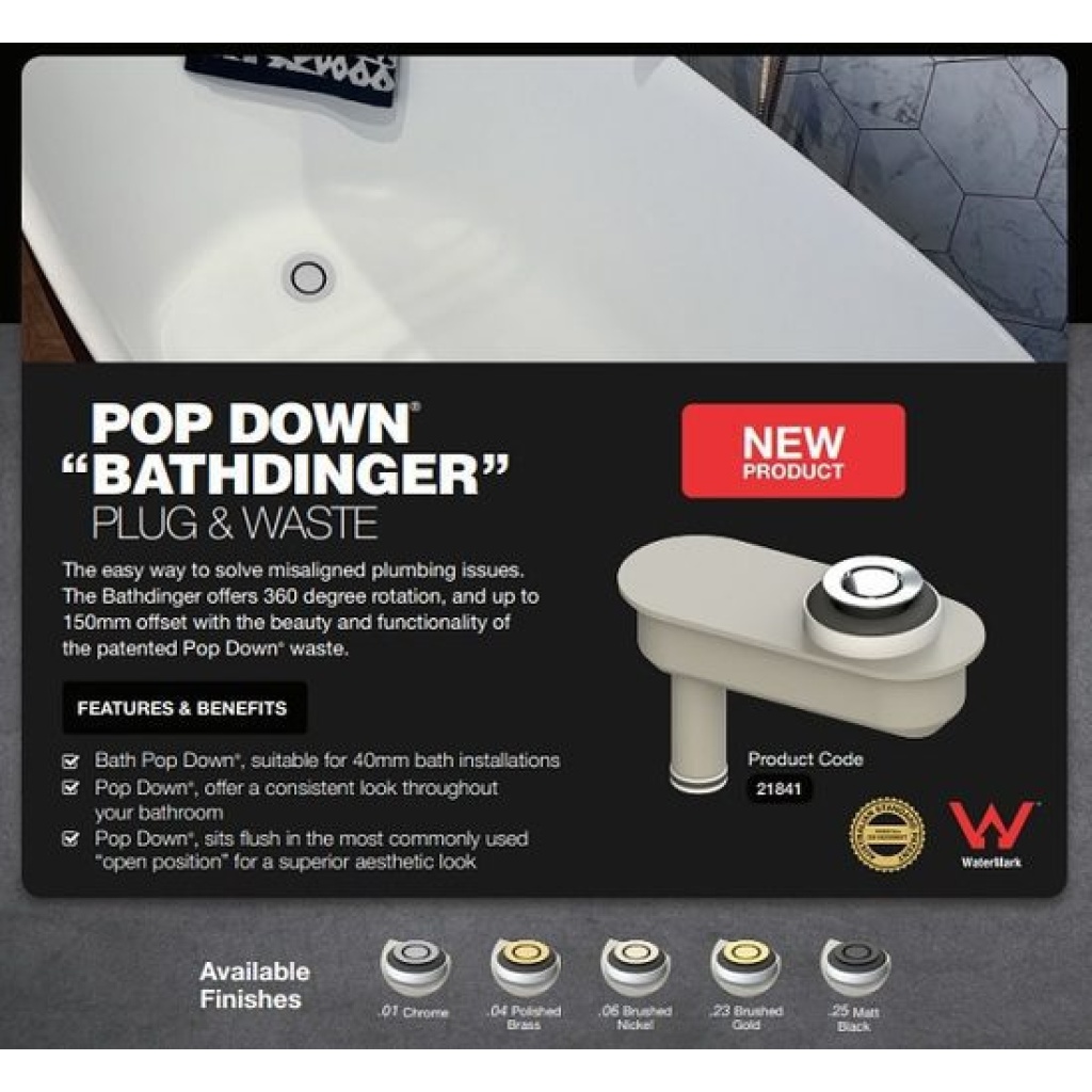 Bathdinger with Pop Down Waste 40mm Chrome | Bathrooms on a Budget