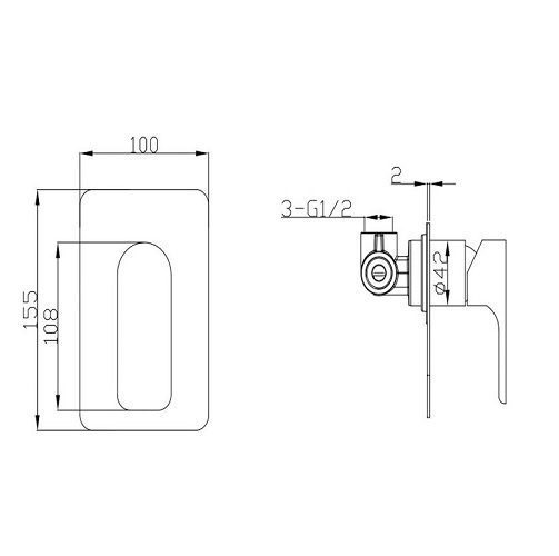 Luxus Shower Bath Mixer Matte Black