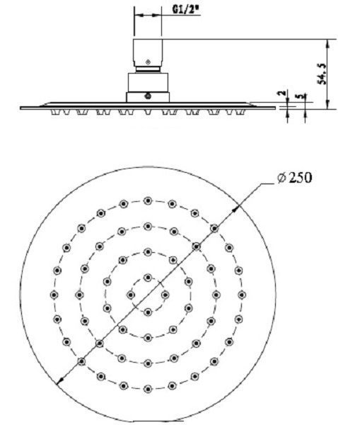 Rund Round Shower Head 250mm Matte Black