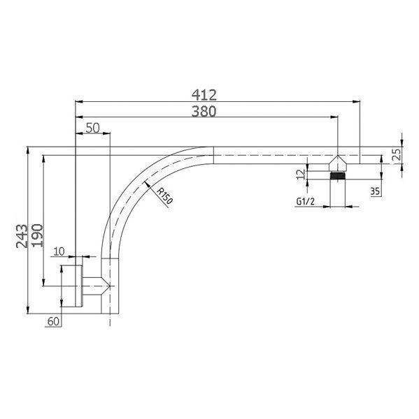 Rund Round Curve Shower Arm Matte Black