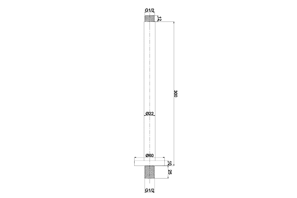 Rund Round Shower Ceiling Arm Matte Black