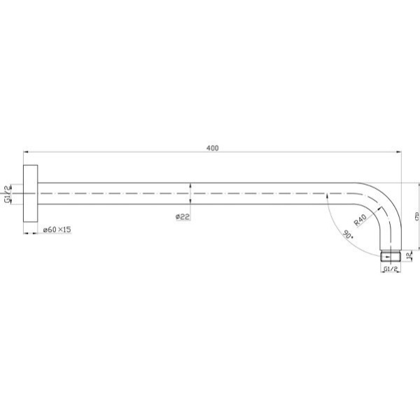 Rund Curve Wall Shower Arm Brushed Gold