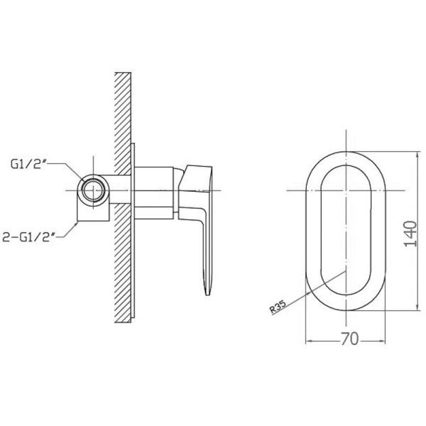Oval Shower Mixer Matte Black