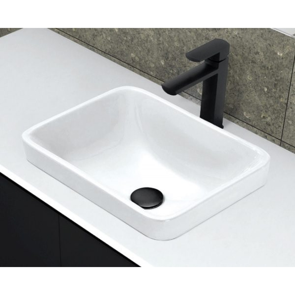 Sarah Semi Inset Basin Gloss White 440mm - Bathrooms On A Budget