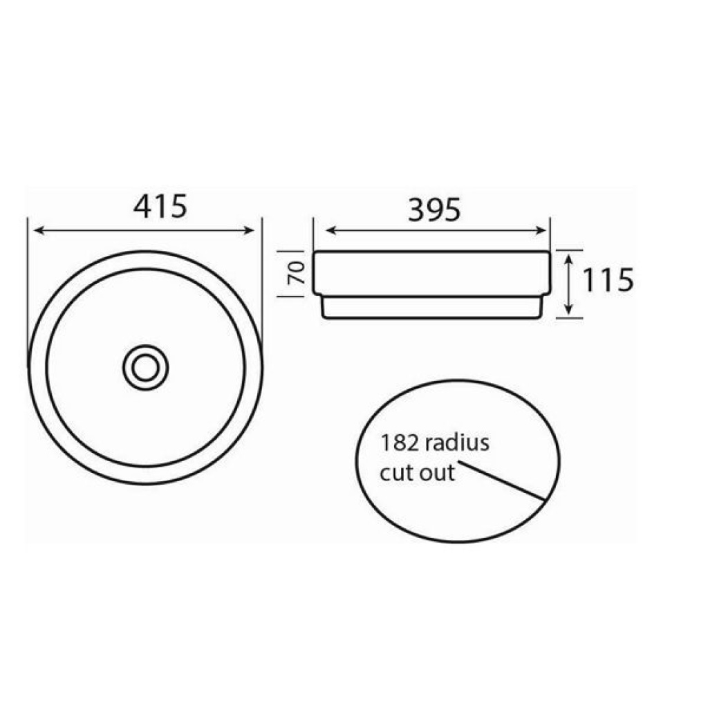Thames Round Semi Insert Basin Matte Black | Bathrooms on a Budget