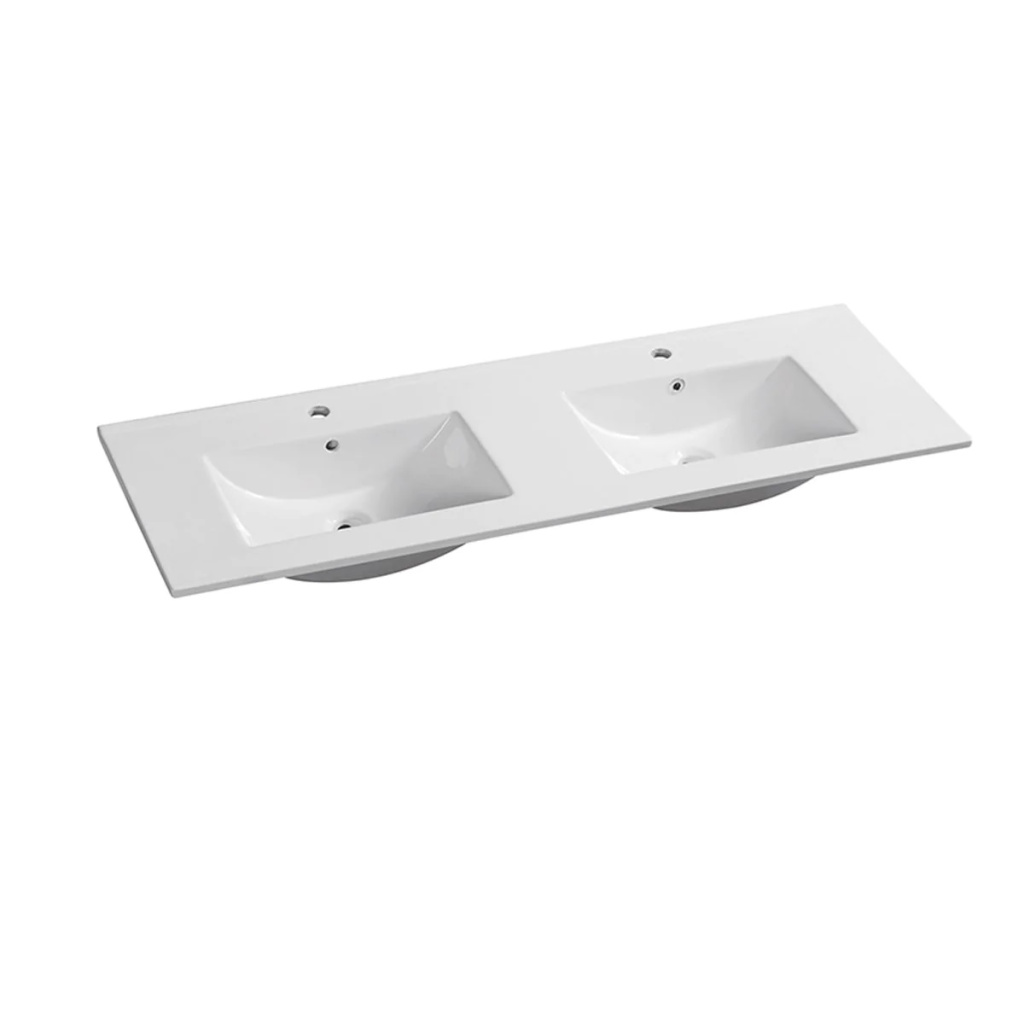 Ceramic Vanity Top White 1500mm Double Bowl (01) | Bathrooms on a Budget