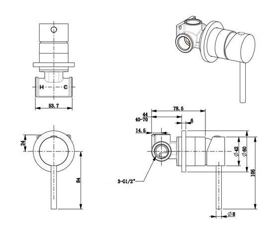Morgan Rund Shower Bath Mixer Brushed Nickel