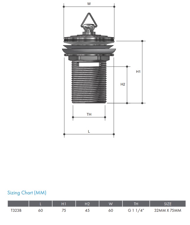 Basin Plug and Waste 32mm Chrome | Bathrooms on a Budget