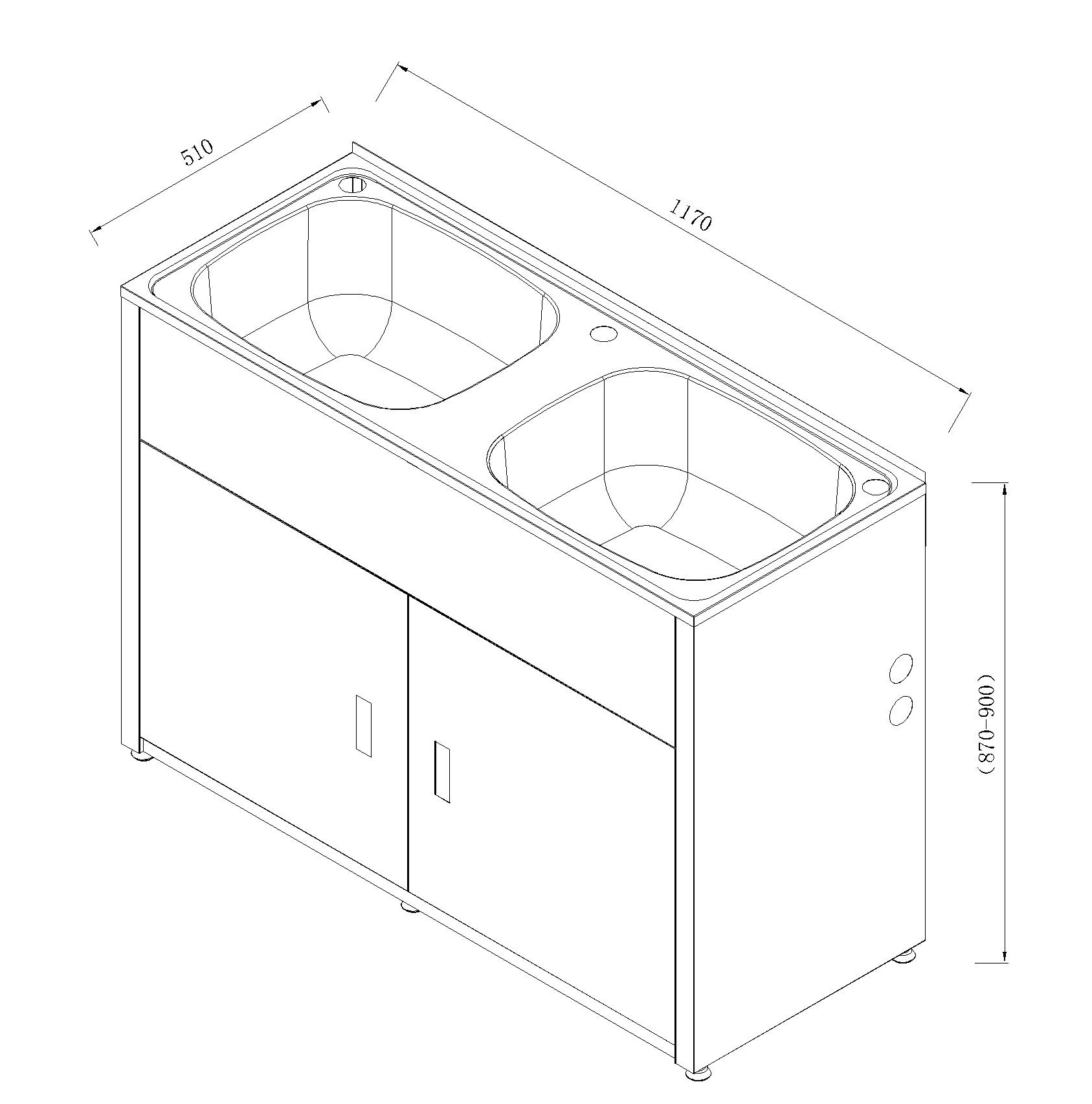 Laundry Tub & Cabinet Double Bowl