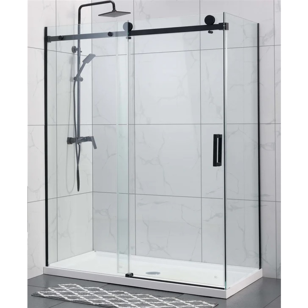 Frameless Shower Sliding Door 1200 x 900 Matte Black | Bathrooms on a ...