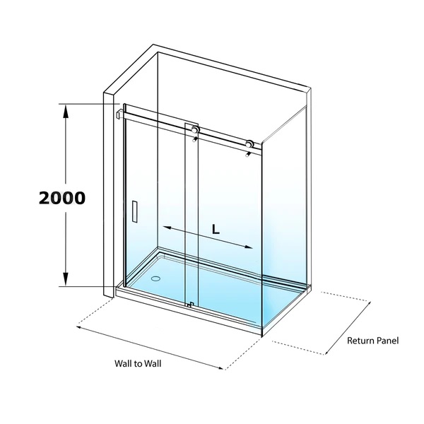 Frameless Shower Sliding Door 1200 x 900 Matte Black | Bathrooms on a ...