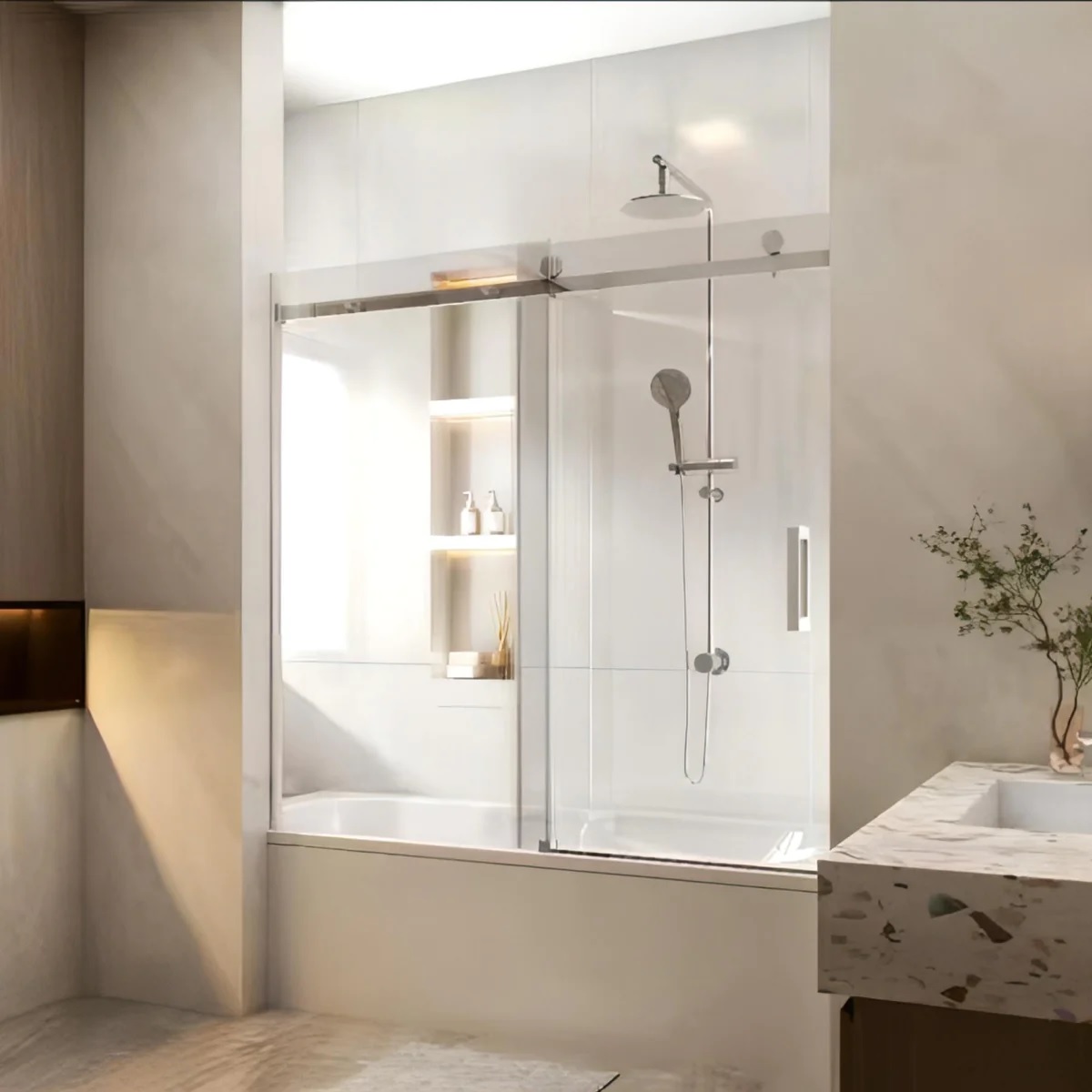 Frameless Sliding Bath Screen 1450-1550 Chrome | Bathrooms on a Budget