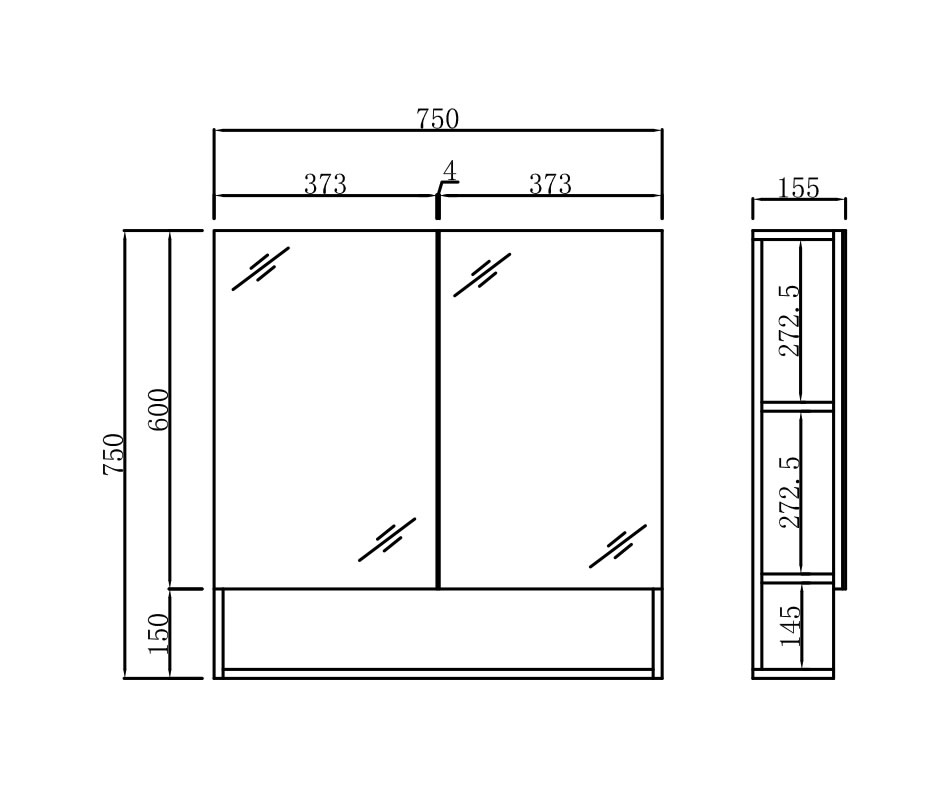 Legna 750 Oak Shaving Cabinet Shelf