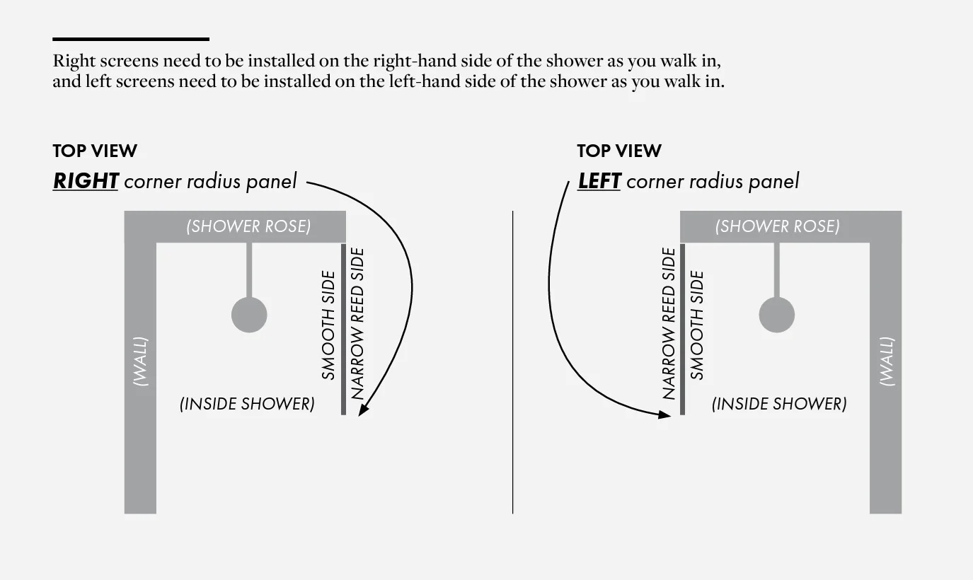 Narrow Reeded Frameless Shower Screen Panel 1200mm Right | Bathrooms on ...