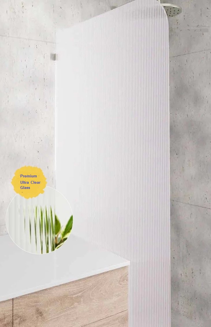Narrow Reeded Frameless Shower Screen Panel 900mm Left | Bathrooms on a ...