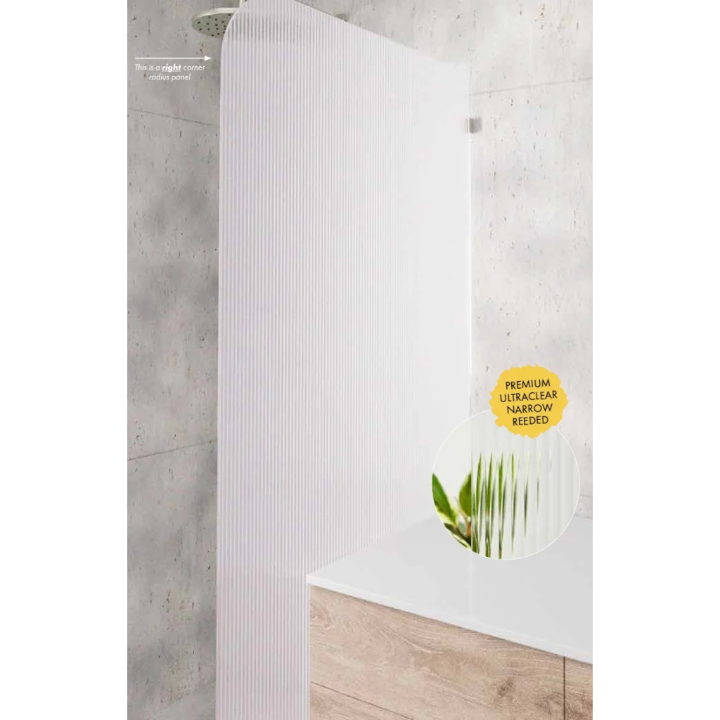 Narrow Reeded Frameless Shower Screen Panel 1200mm Right | Bathrooms on ...