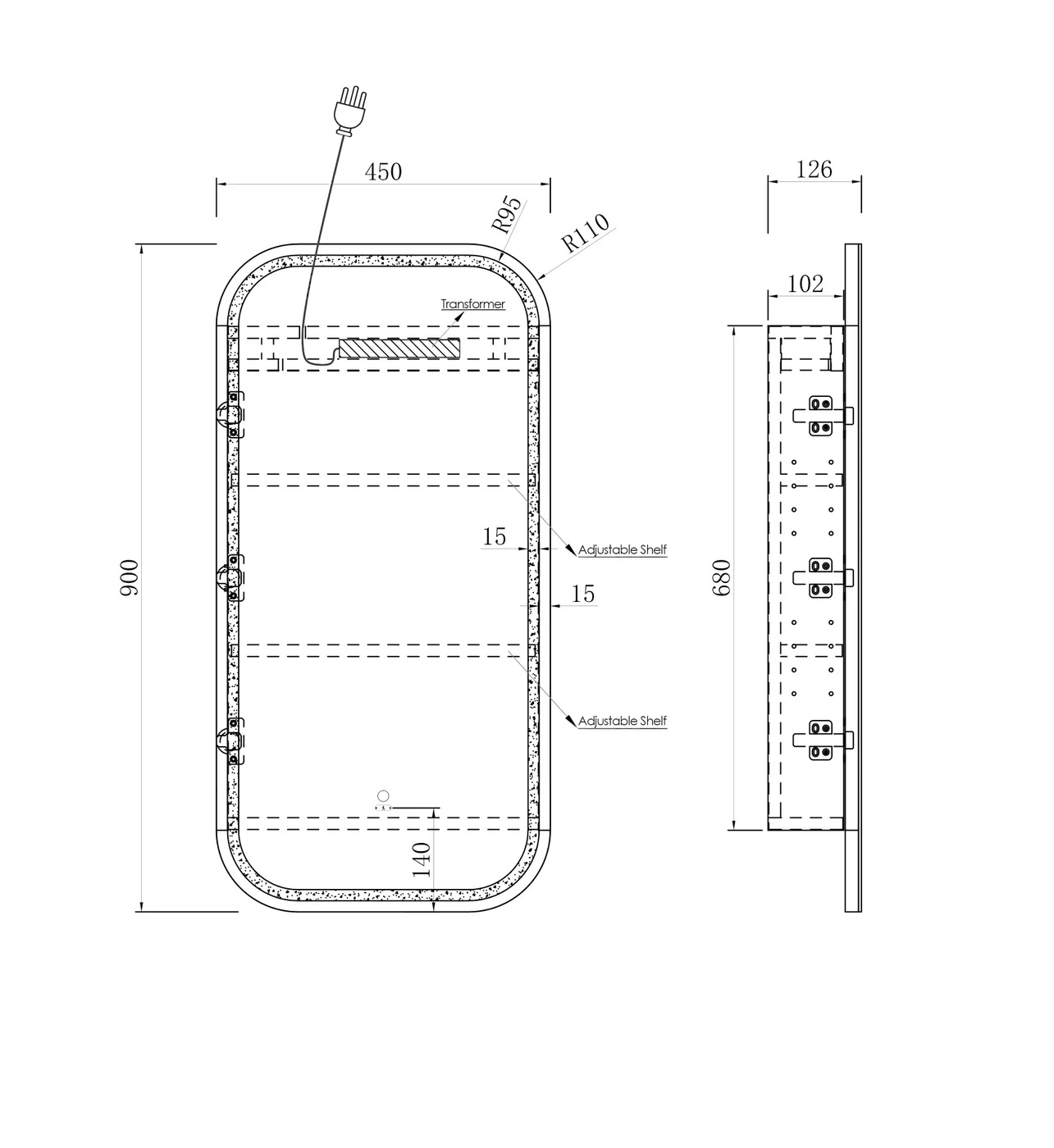 Newport Led Shaving Cabinet 450 x 900 Natural Oak | Bathrooms on a Budget