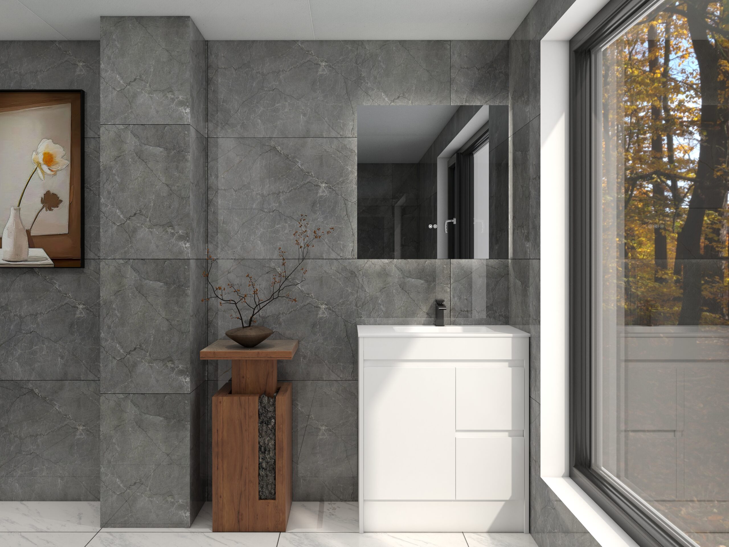 Slimline Ensuite 750mm Vanity PVC Right Drawers | Bathrooms on a Budget