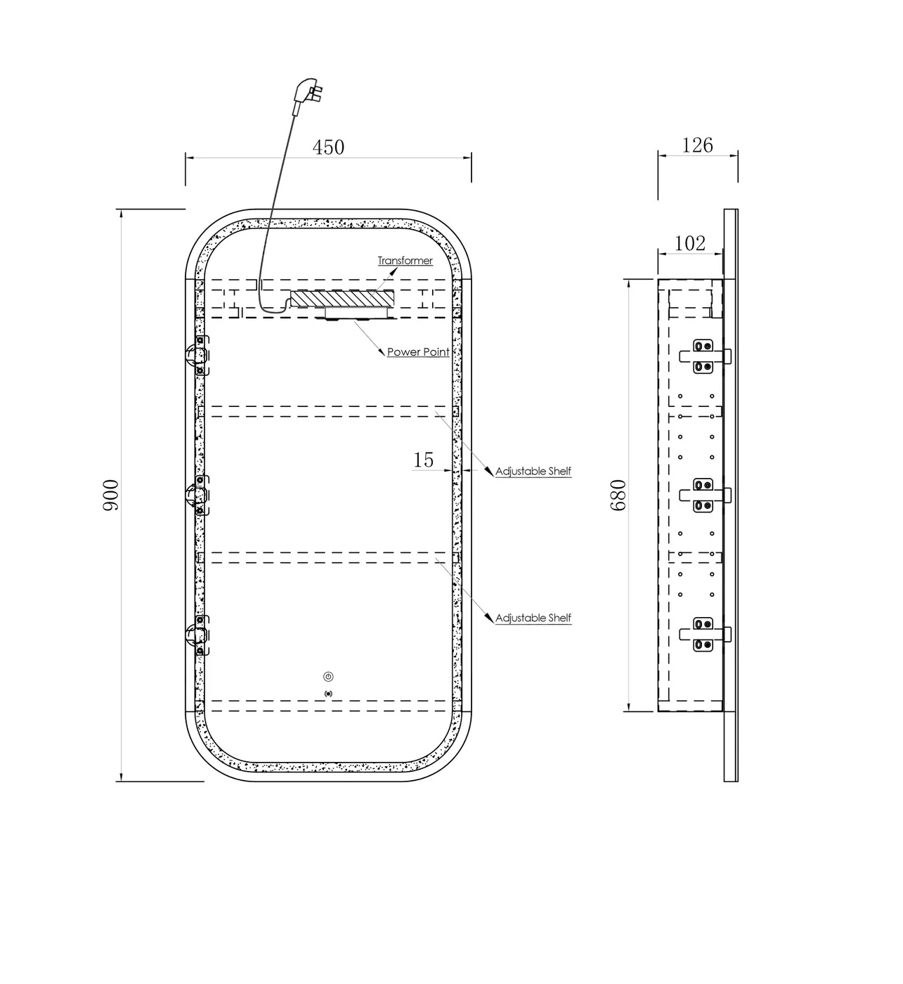 Newport Led Shaving Cabinet 450 x 900 Matte White Premium Edition ...
