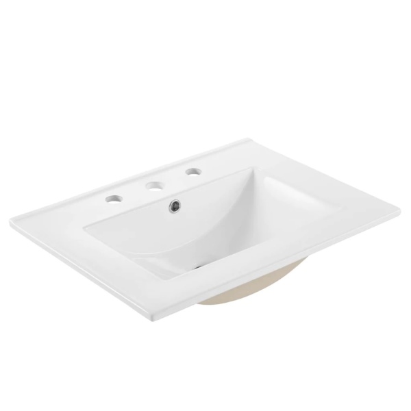 Ceramic 600mm Vanity Top 3 Tap Holes White | Bathrooms on a Budget