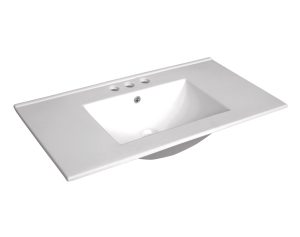 Ceramic 900mm Vanity Top 3 Tap Holes White | Bathrooms on a Budget