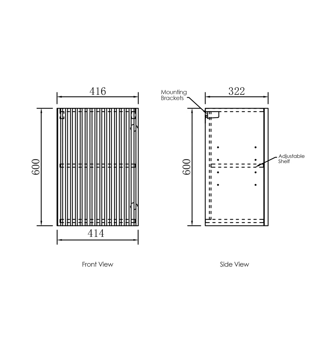 Marlo Fluted Black 415mm Wall Laundry Cabinet | Bathrooms on a Budget