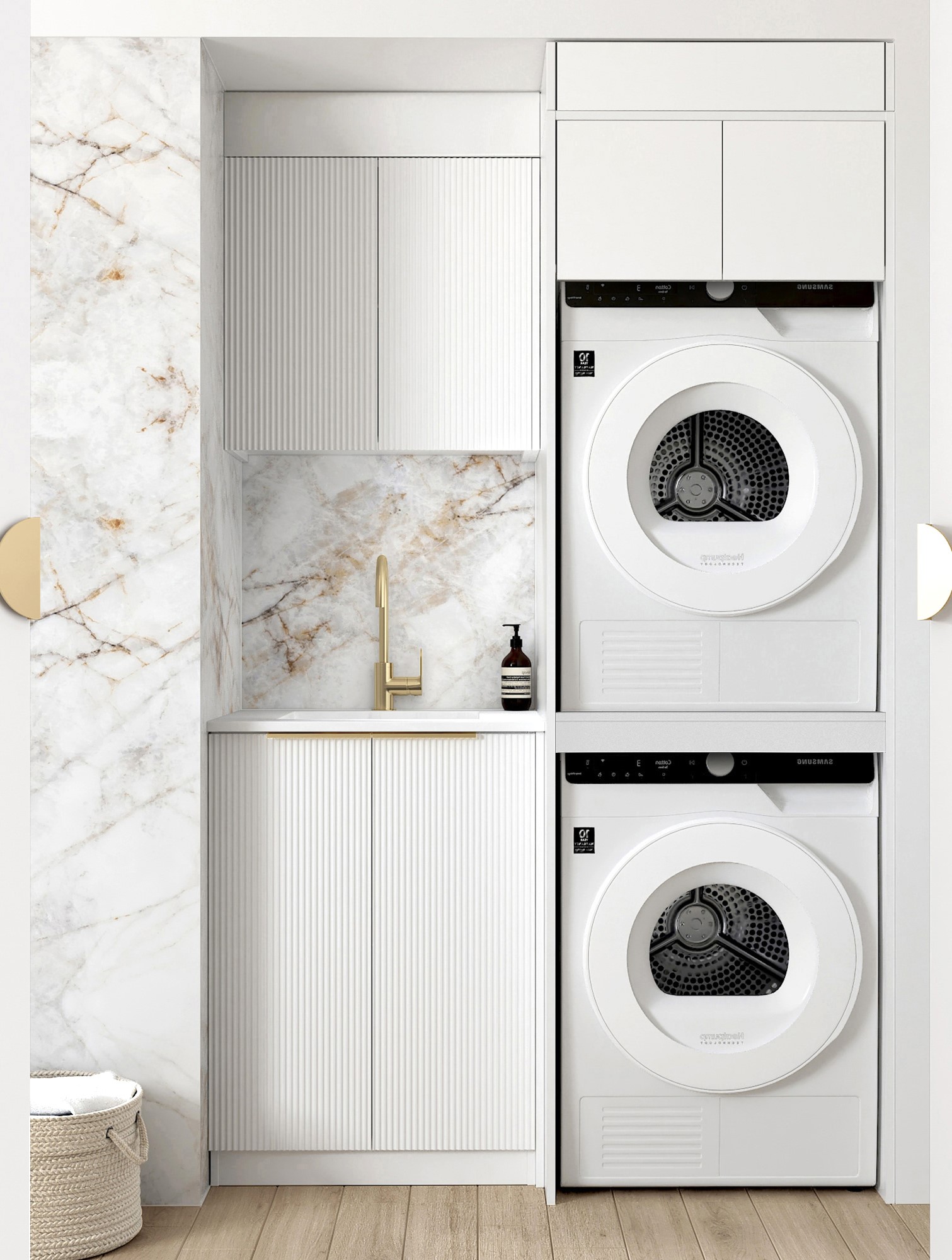 Bondi Matte White Fluted 1300mm Laundry (Package C) | Bathrooms on a Budget