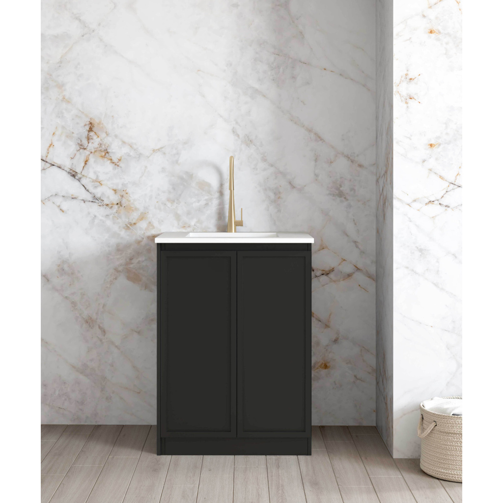 Hampshire Matte Black Mini 650 Laundry | Bathrooms on a Budget