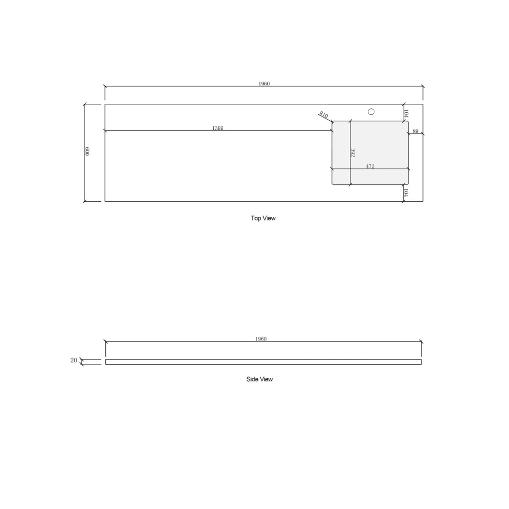 Pure White Stone Top 1960mm | Bathrooms on a Budget