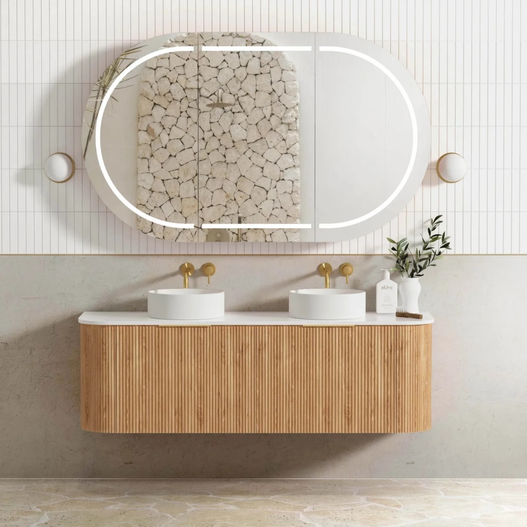Bondi Woodland 1500 Curve Oak Fluted Vanity