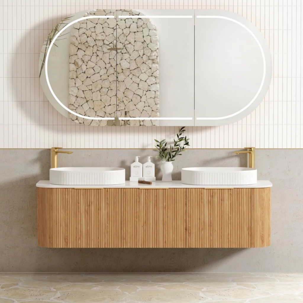 Bondi Woodland 1800 Curve Oak Fluted Vanity