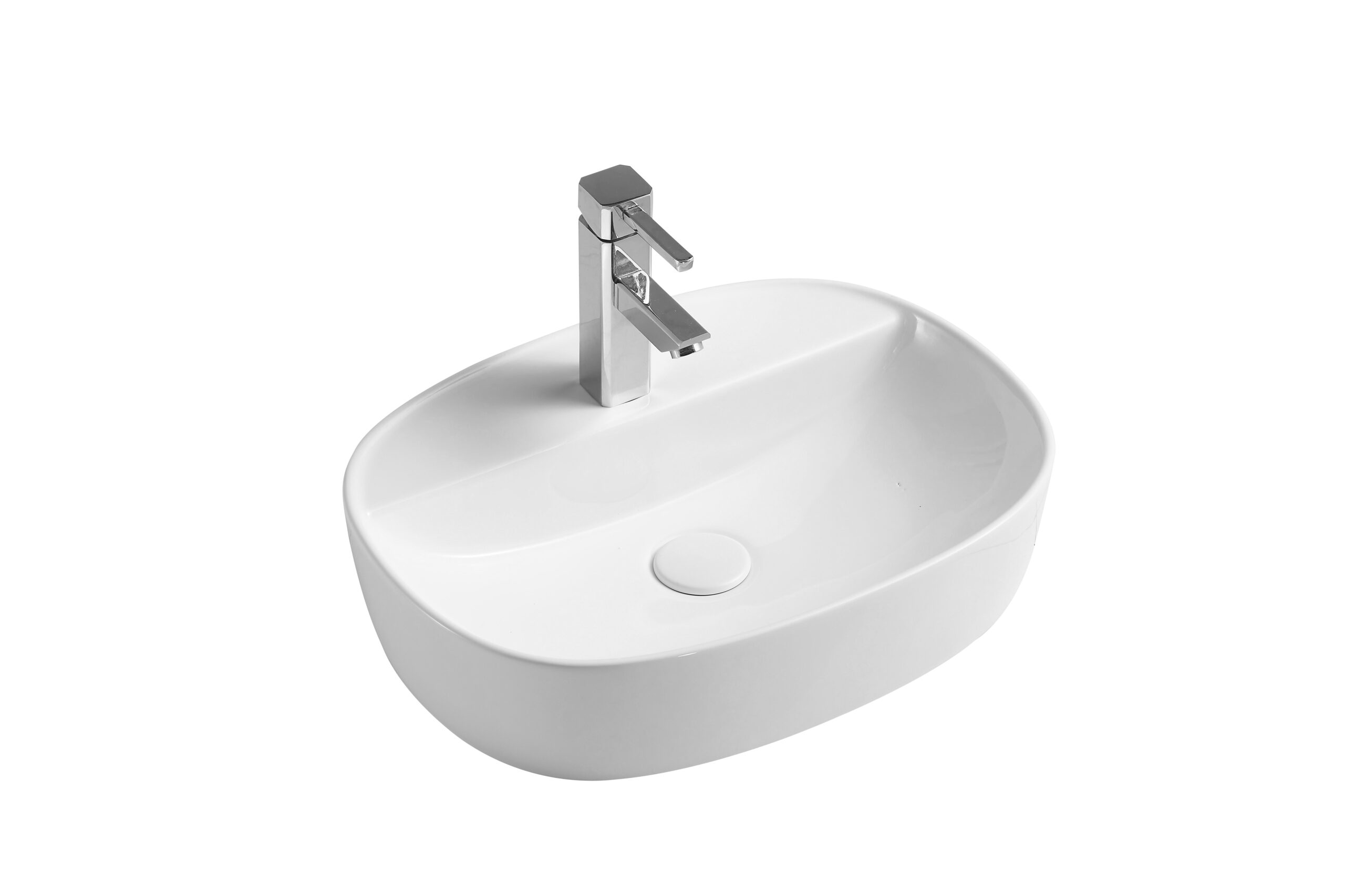 Naga Above Counter Basin with Tap Hole Gloss White | Bathrooms on a Budget