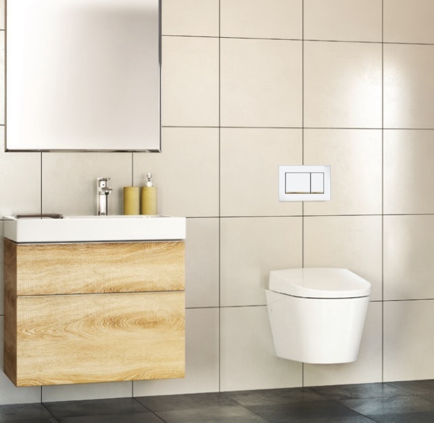 Sigma 30 Dual Flush Square White With Gold Trim | Bathrooms on a Budget