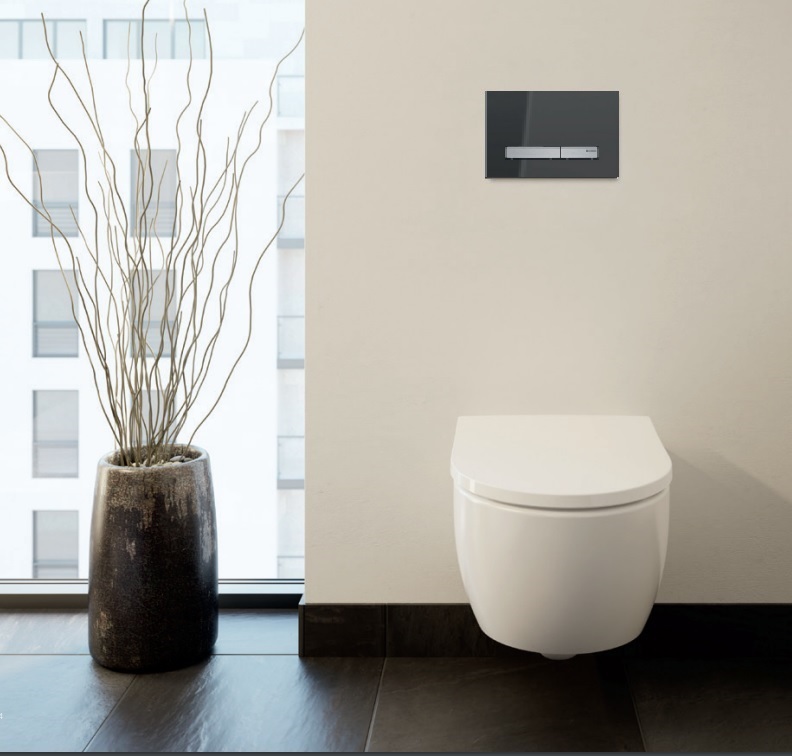 Sigma 50 Dual Flush Smoke Reflective Glass With Brushed Chrome Button ...