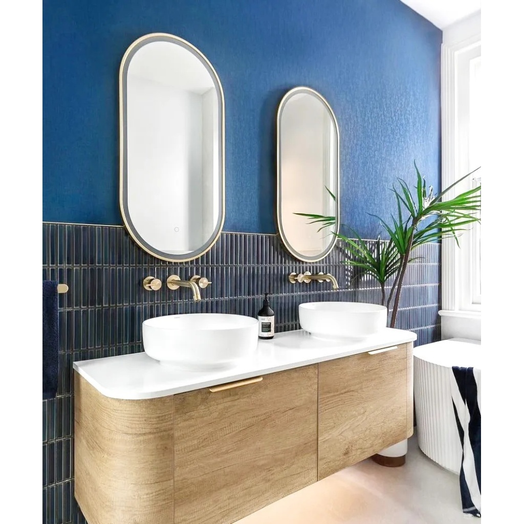 Noosa Gold Metal Frame Led Mirror 900 x 450 | Bathrooms on a Budget