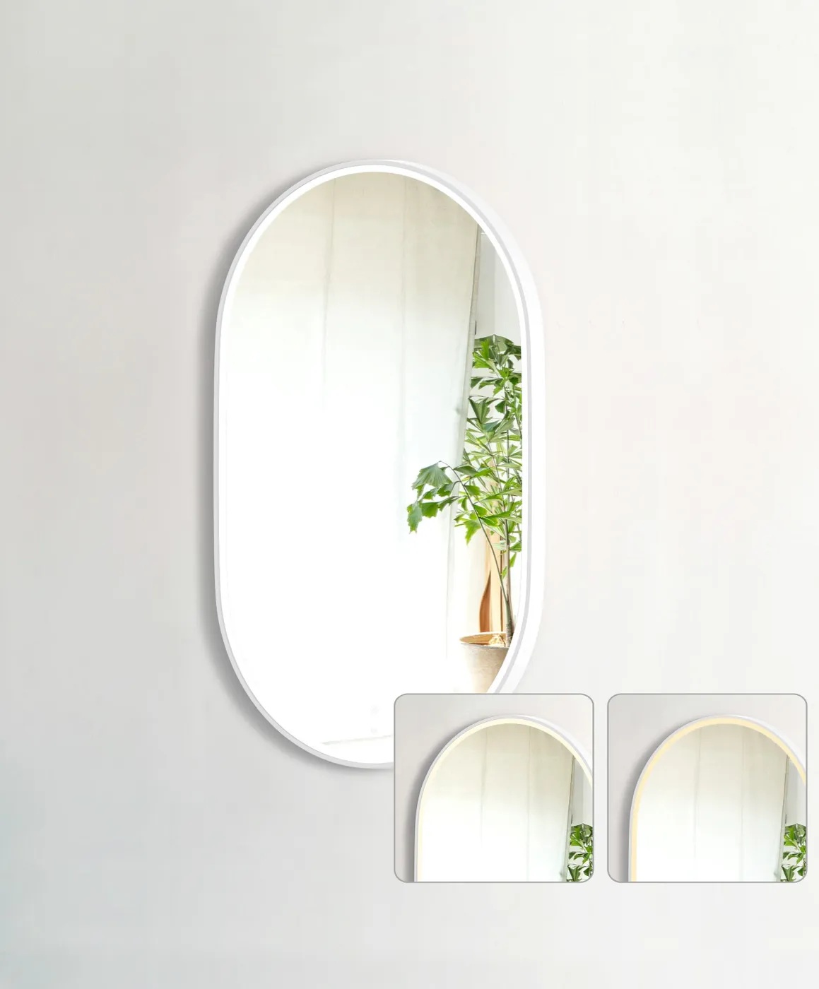 Noosa White Metal Frame Led Mirror 900 x 600 | Bathrooms on a Budget