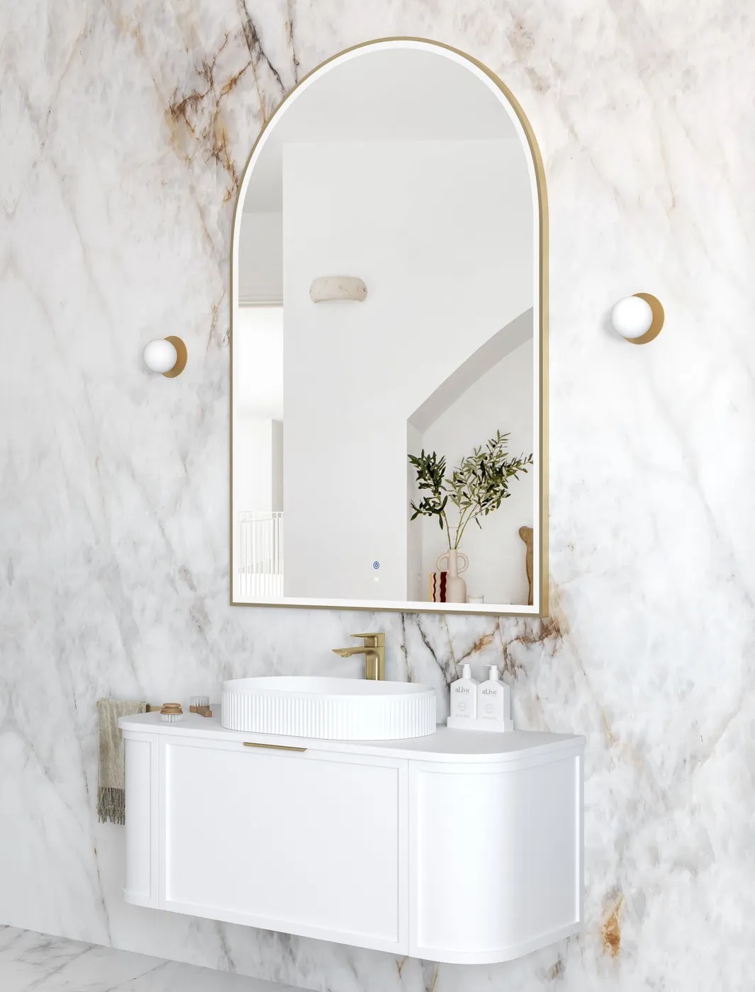 Archie Gold Metal Frame LED Mirror 1500 x 1000 | Bathrooms on a Budget