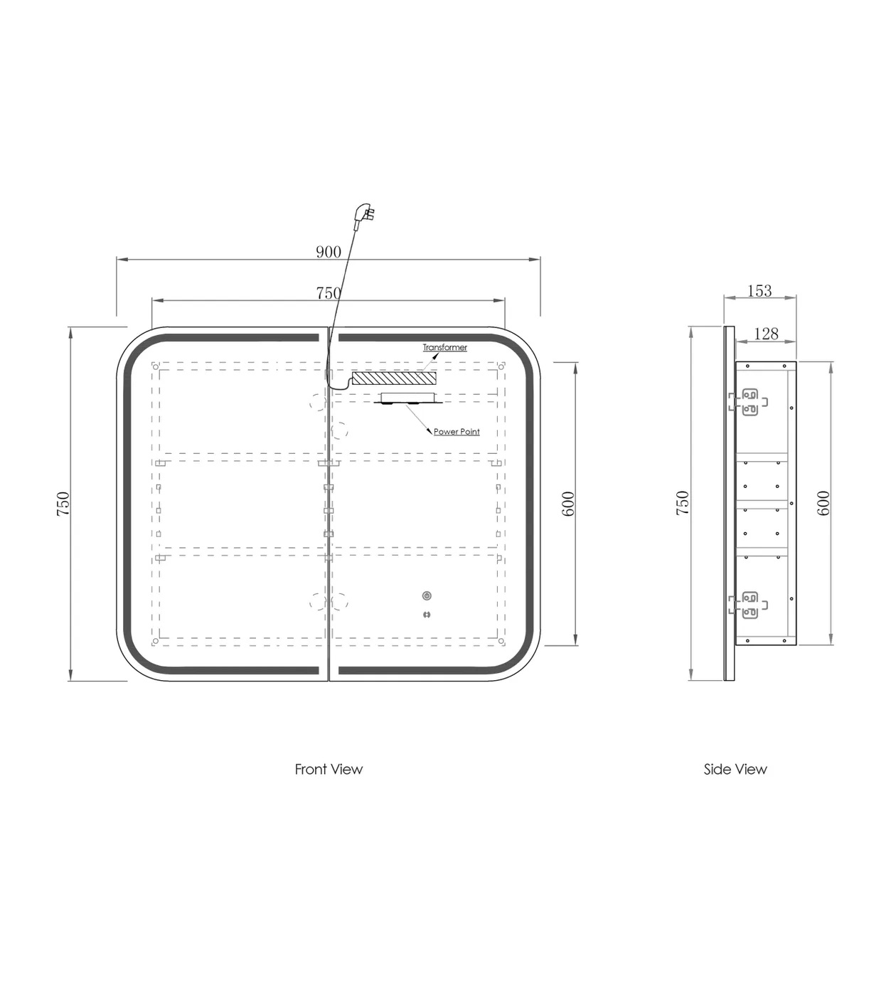 Newport Led Shaving Cabinet 900 x 750 Natural Oak Premium Edition ...