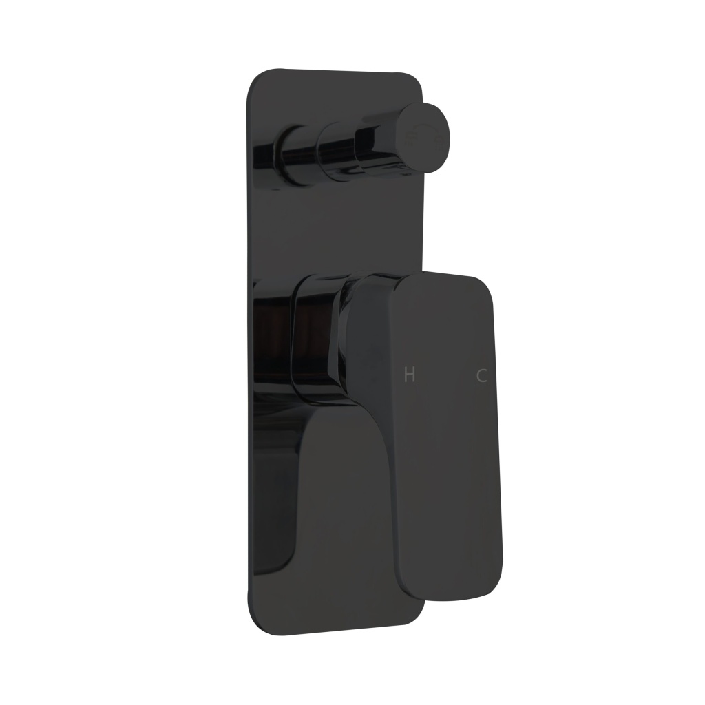 Kompakt Eckig Shower Diverter Mixer Matte Black | Bathrooms on a Budget