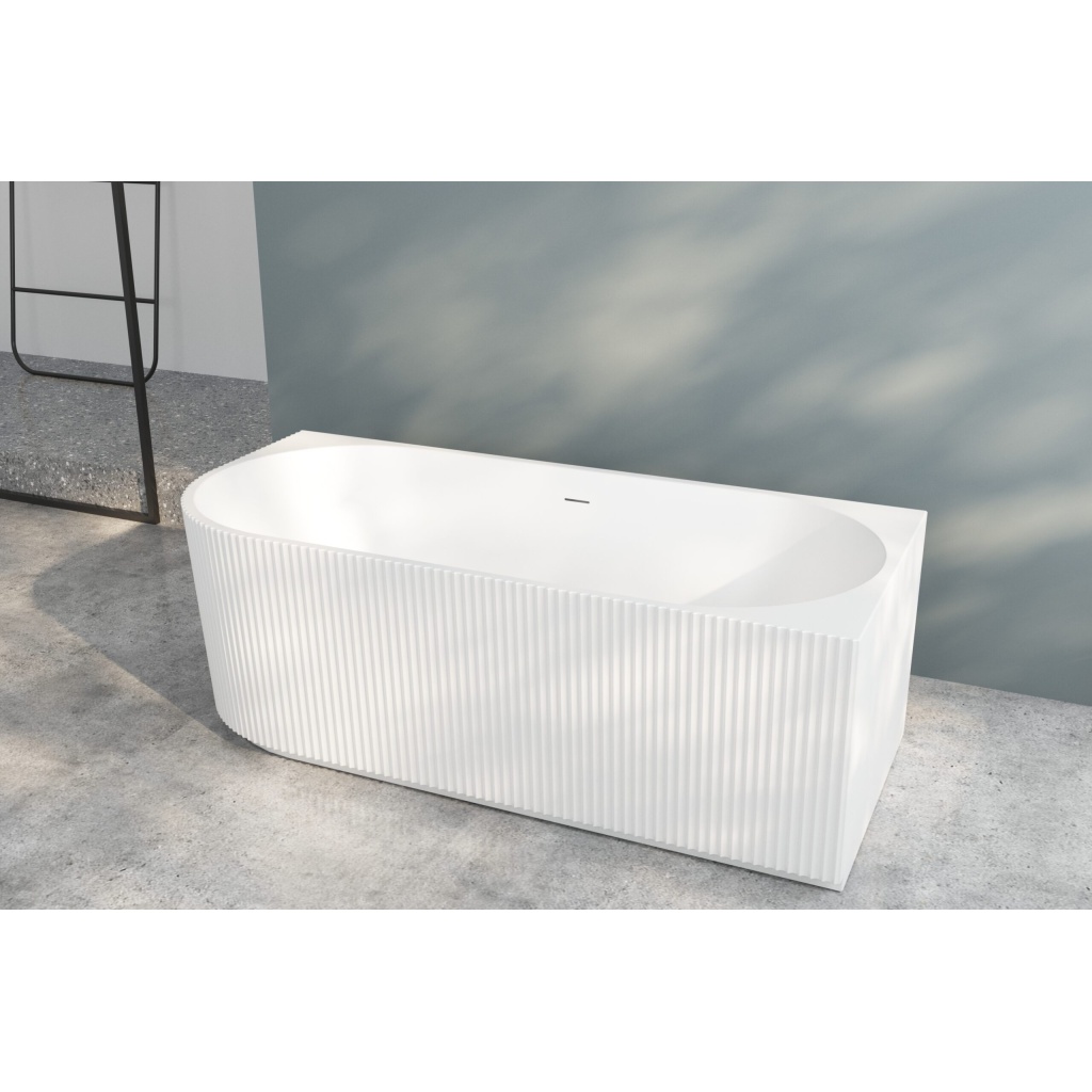 Cardwell Fluted 1400mm Corner Bath Tub Right