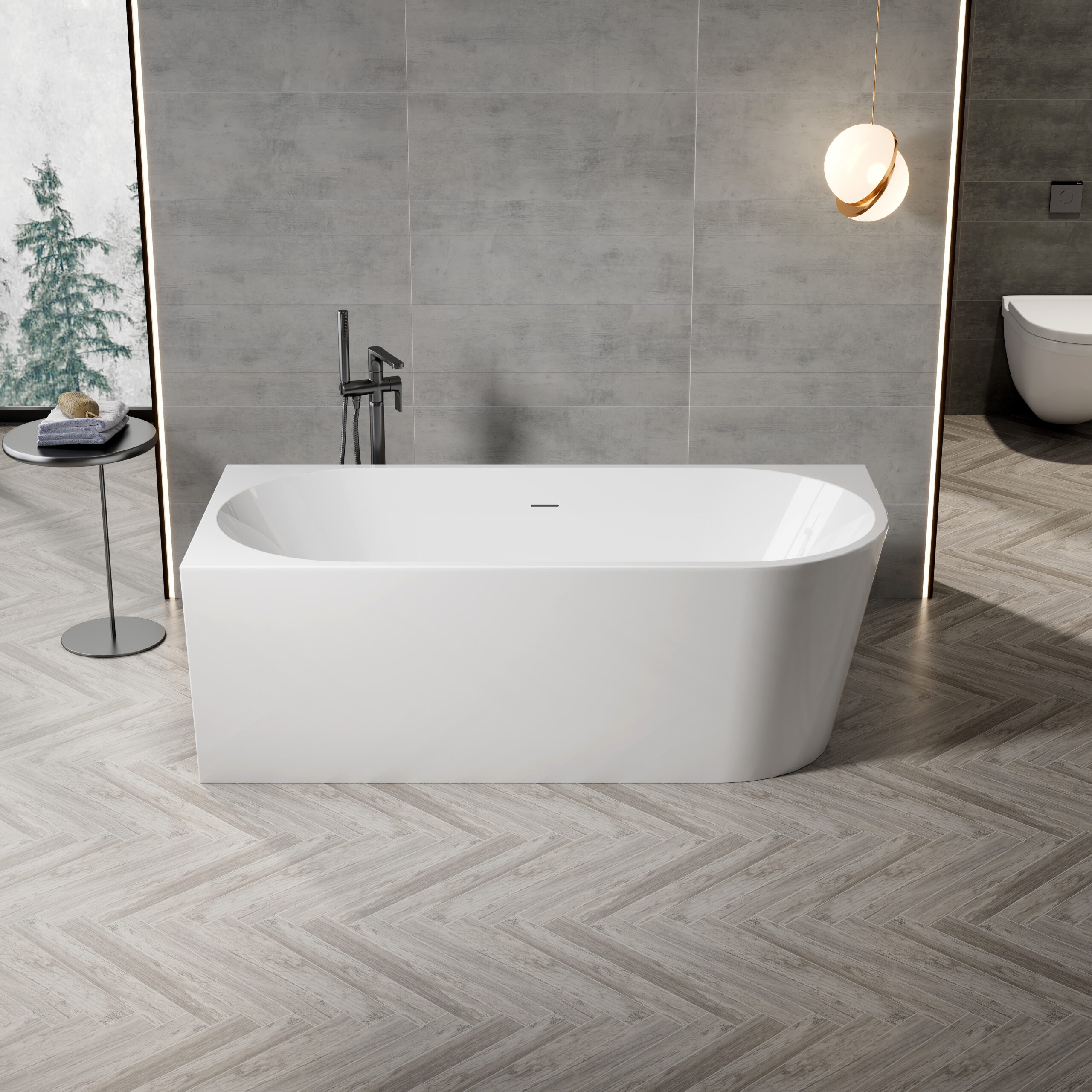 Sarina 1500mm Corner Bath Tub Left