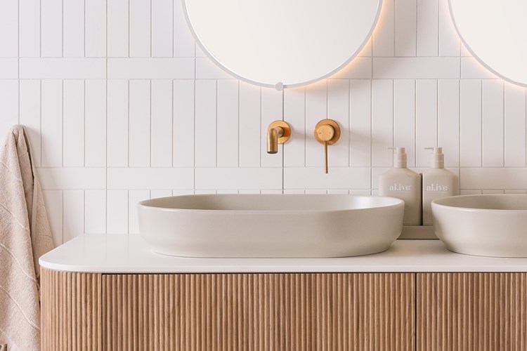 Marilyn Ceramic Above Counter Basin Matte Concrete | Bathrooms on a Budget