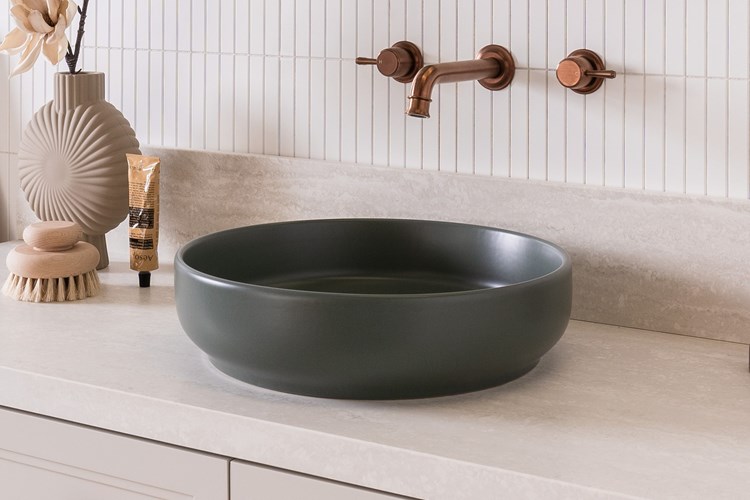 Monroe Ceramic Above Counter Basin Matte Forest | Bathrooms on a Budget