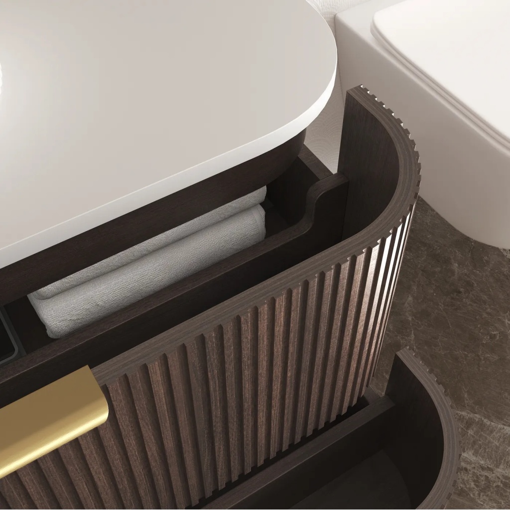 Havana Sable Walnut 900 Curve Fluted Vanity