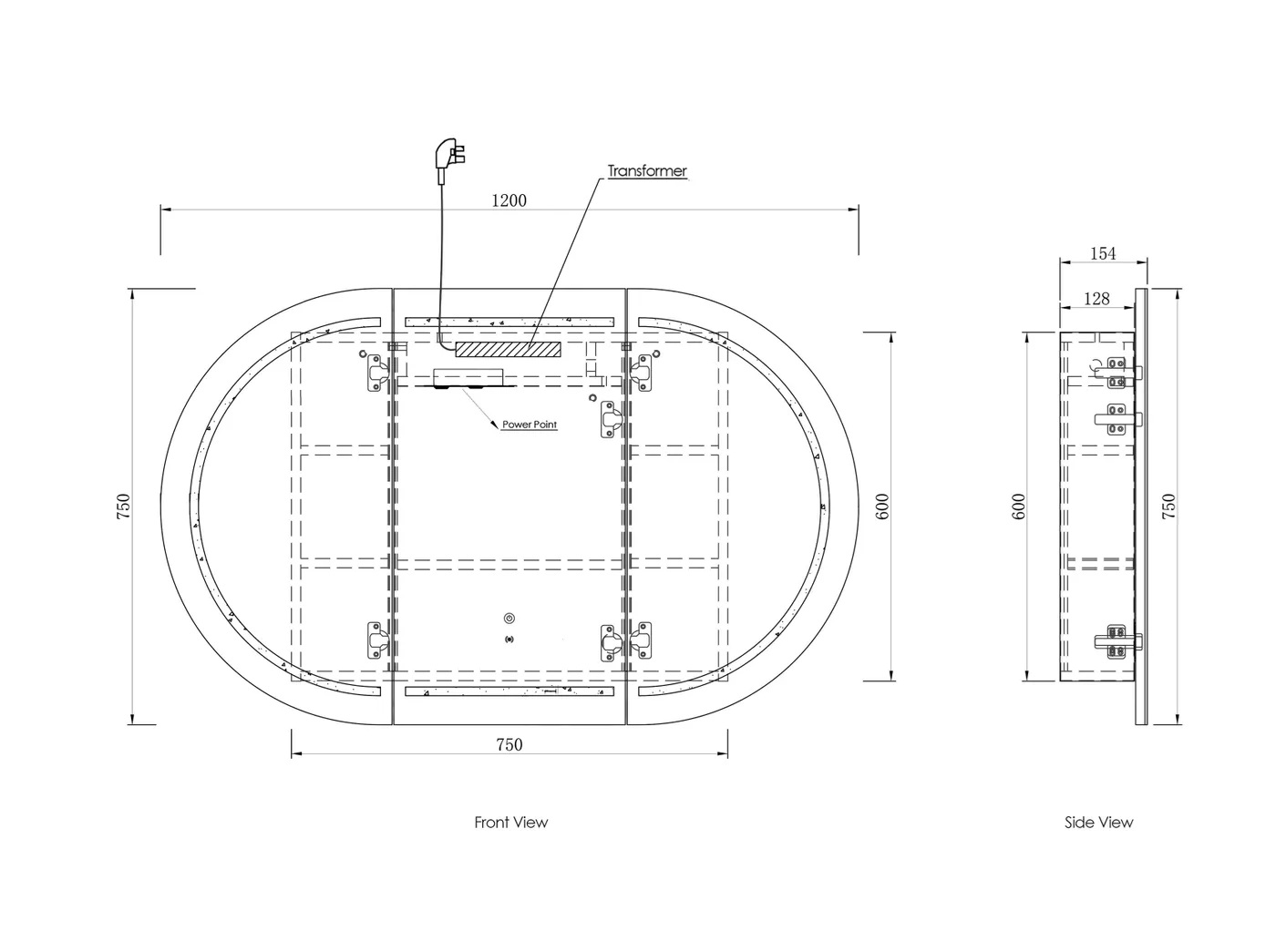 Bondi Led Shaving Cabinet Black Oak 1200 x 750 Premium Edition ...