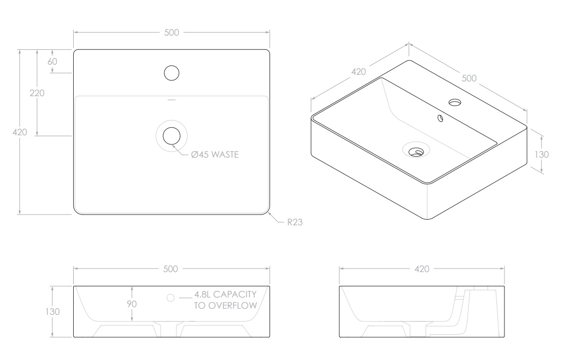 Jack Above Counter Ceramic Basin Matte White