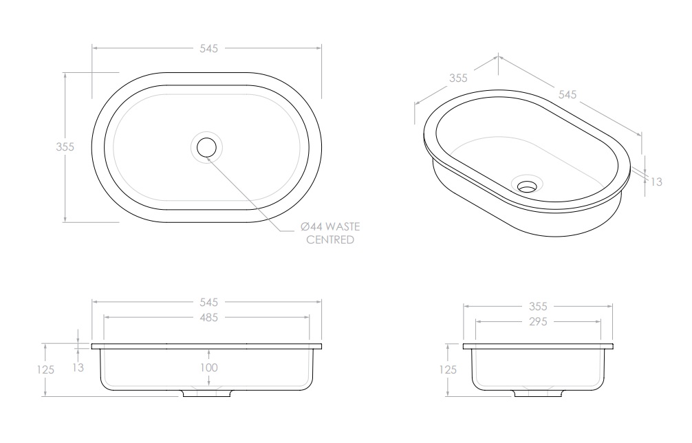 Mila Solid Surface Under Counter Basin Matte White | Bathrooms on a Budget